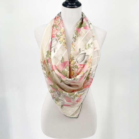 Nina Ricci | Accessories | Nina Ricci Vintage Sheer Stripe Floral Rose ...